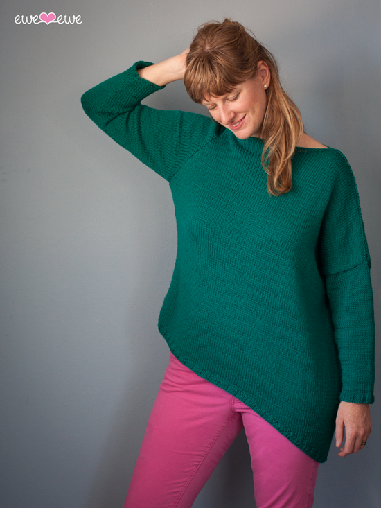 Libby's Boyfriend Sweater PDF Asymmetrical Pullover Knitting Pattern – Ewe Ewe Yarns