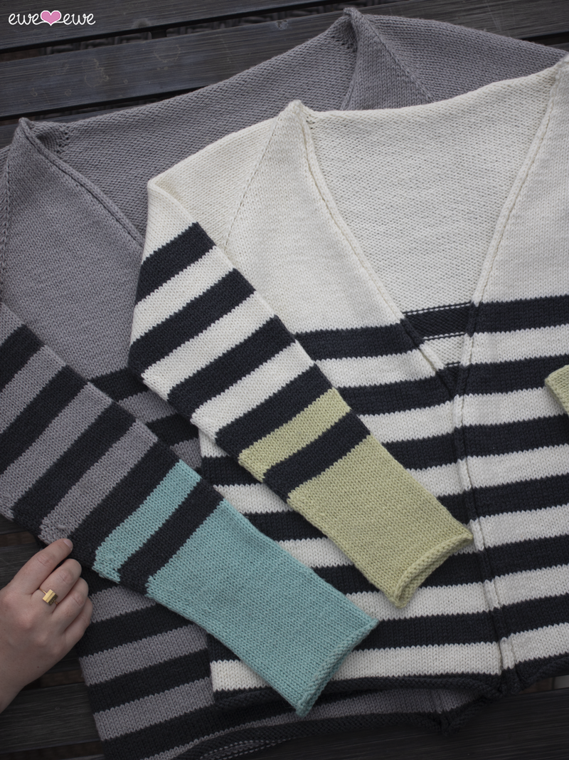 Sporty Stripe Cardi PDF V-Neck Sweater Knitting Pattern – Ewe Ewe Yarns